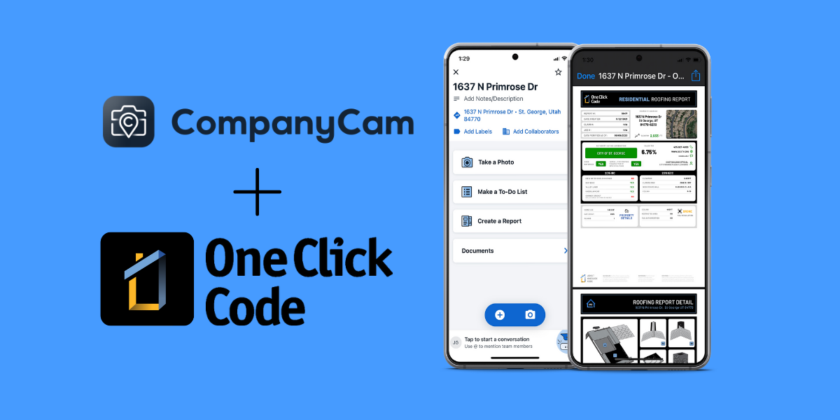 OneClick Code Partners with Photo App CompanyCam for Roofing Tool Integration